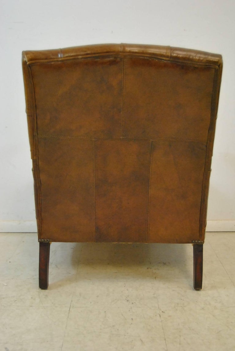 Brown Distressed Leather Library Chairs and Ottomans by Melange Home N ...