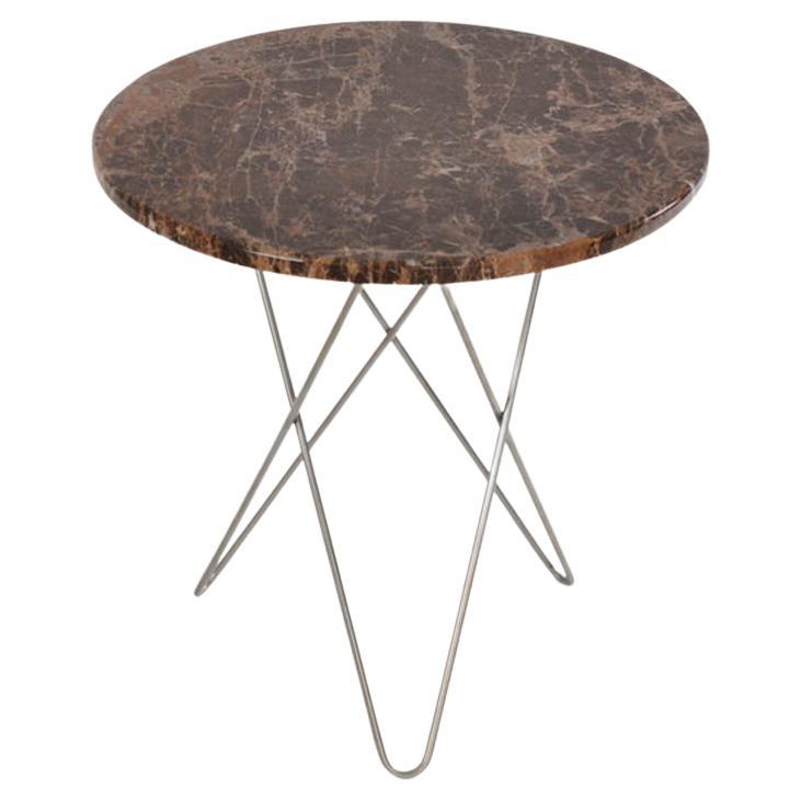 Brown Emperador Marble and Steel Mini O Table by Ox Denmarq For Sale at ...