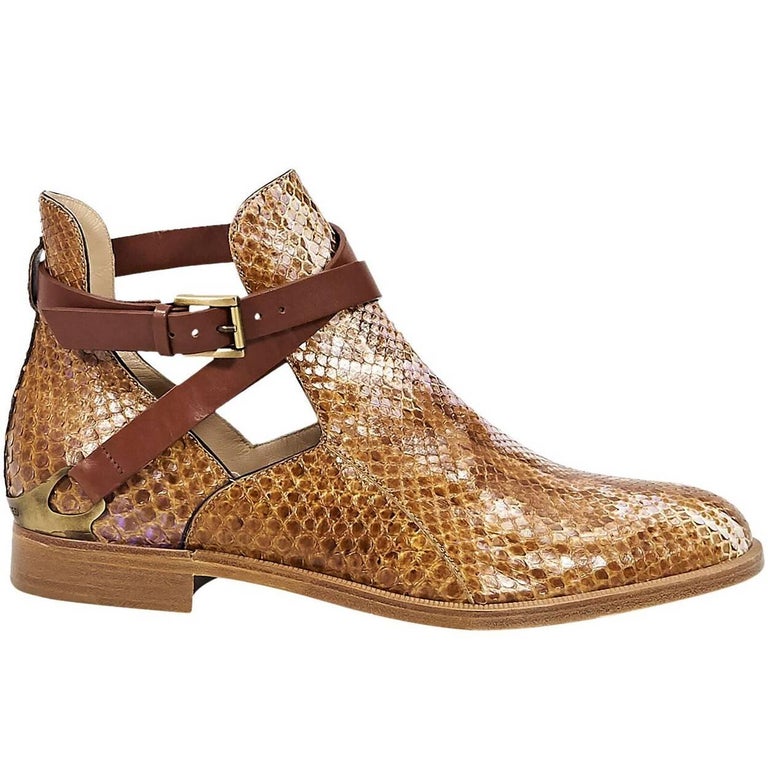 Brown Fratelli Rossetti Python Ankle Boots For Sale at 1stDibs