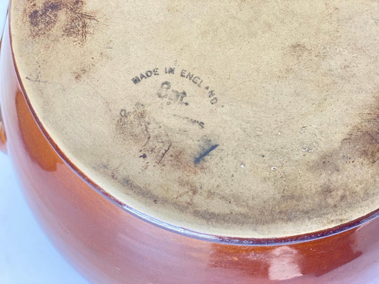 Soupière à couvercle en grès émaillé marron de grande taille Angleterre ...