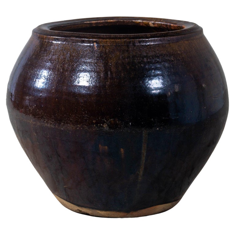 Brown Glazed Storage Jar For Sale at 1stDibs