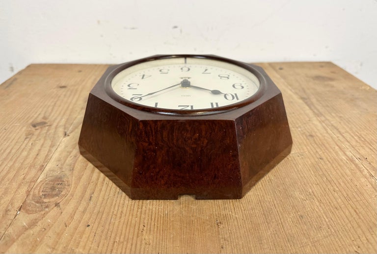 Brown Industrial Bakelite Wall Clock from Smith Electric, 1950s For ...