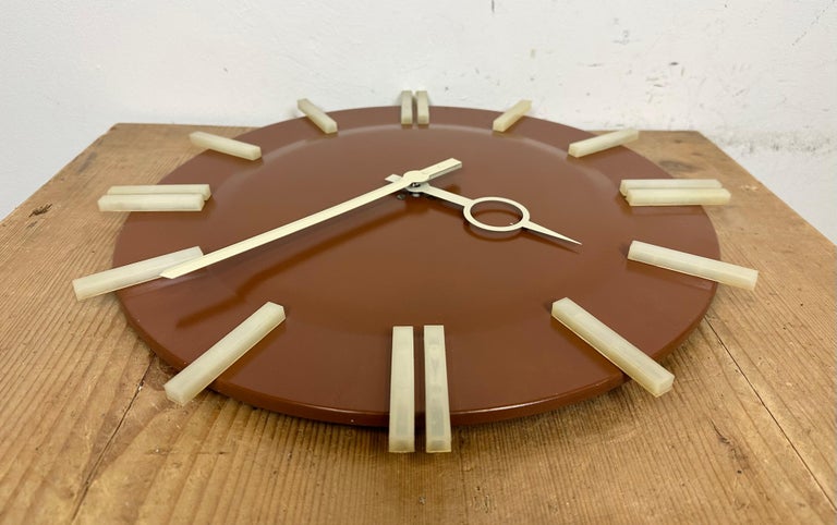 Brown Industrial Office Wall Clock from Pragotron, 1970s For Sale at ...