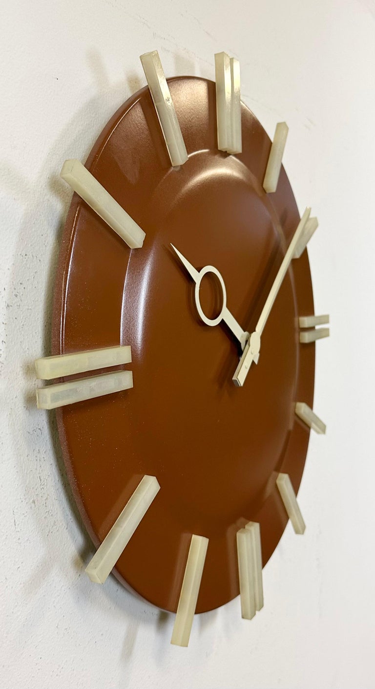 Brown Industrial Office Wall Clock from Pragotron, 1970s For Sale at ...