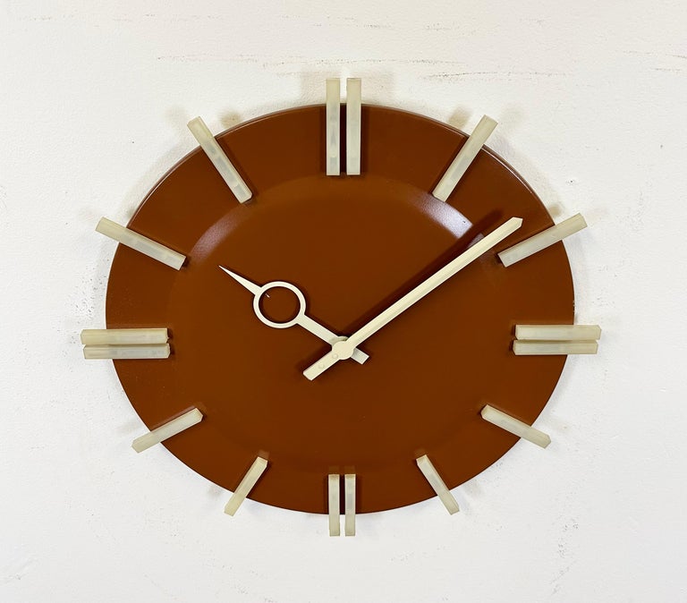 Brown Industrial Office Wall Clock from Pragotron, 1970s For Sale at ...