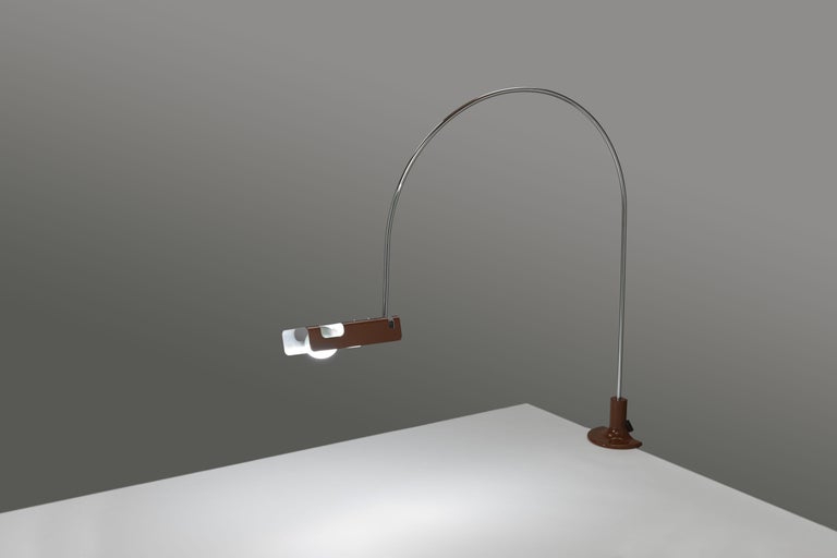 Brown Joe Colombo Spider Arc Desk Task Lamp, Oluce, Italy, Dated 1967 ...