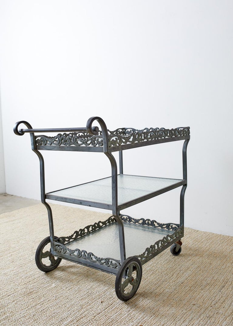 Brown Jordan Neoclassical Style Aluminum Bar Cart Trolley at 1stDibs
