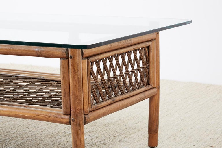 Brown Jordan Style Bamboo Rattan Coffee Cocktail Table at 1stDibs