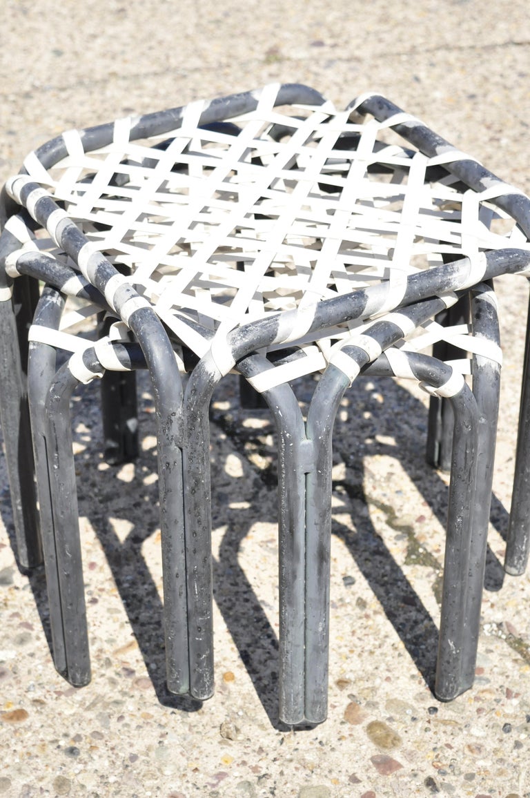 Brown Jordan Tamiami Aluminum Vinyl Strap Pool Stacking Side Tables ...