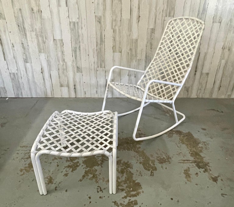 Brown Jordan "Tamiami" Woven Rocking Chair and Ottoman For Sale at 1stDibs