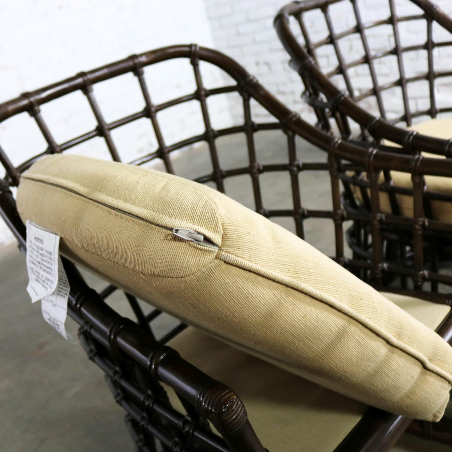 Brown Jordan Windowpane Dark Brown Rattan Lounge Chairs with Straw ...