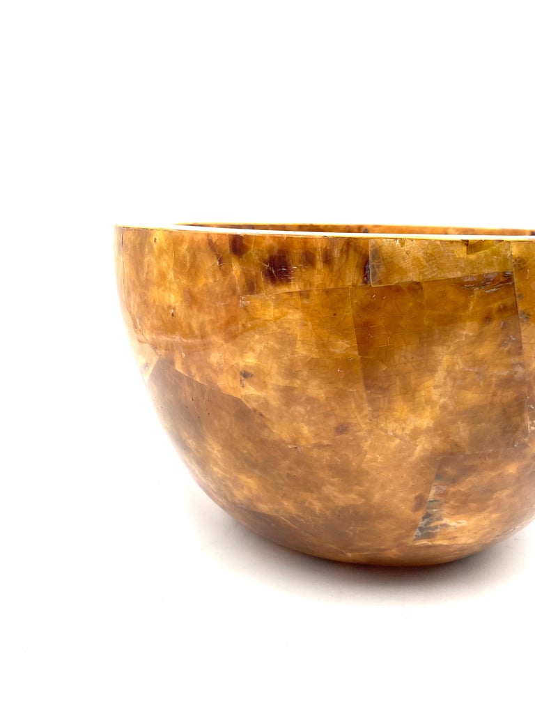 Brown Lacquered Parchment Large Bowl, Italy, 1970s For Sale at 1stDibs