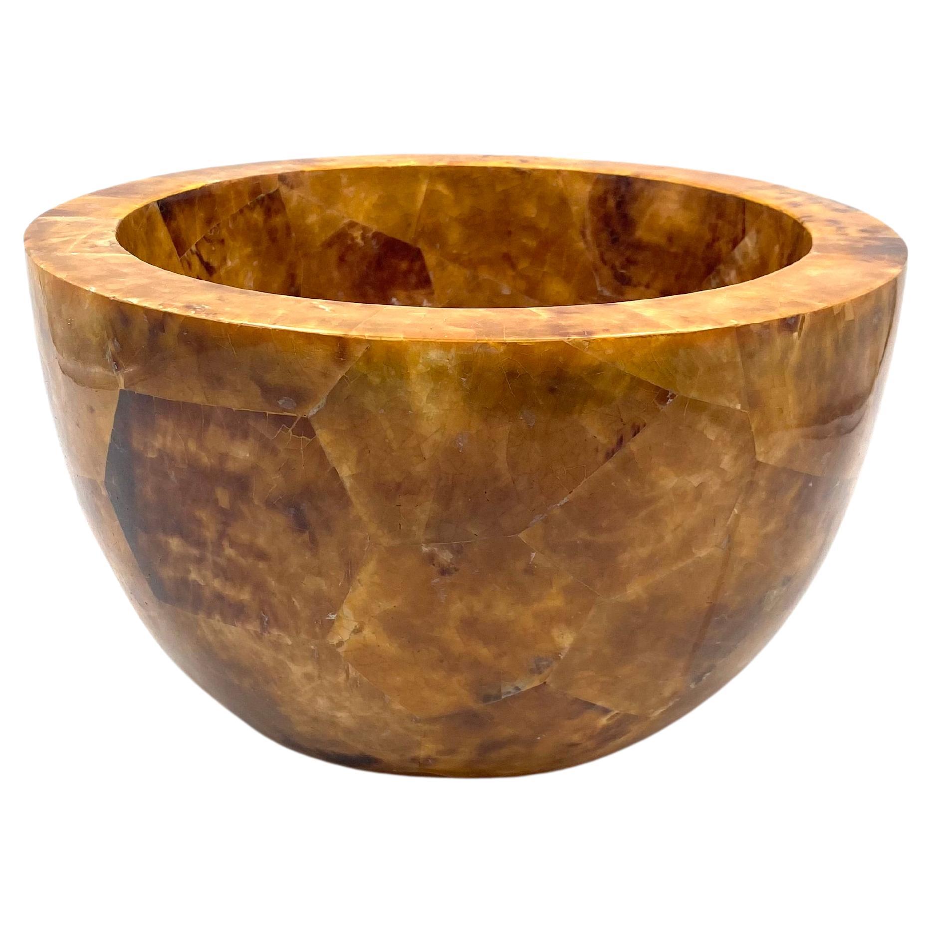 Brown lacquered parchment large bowl, Italy 1970s For Sale at 1stDibs