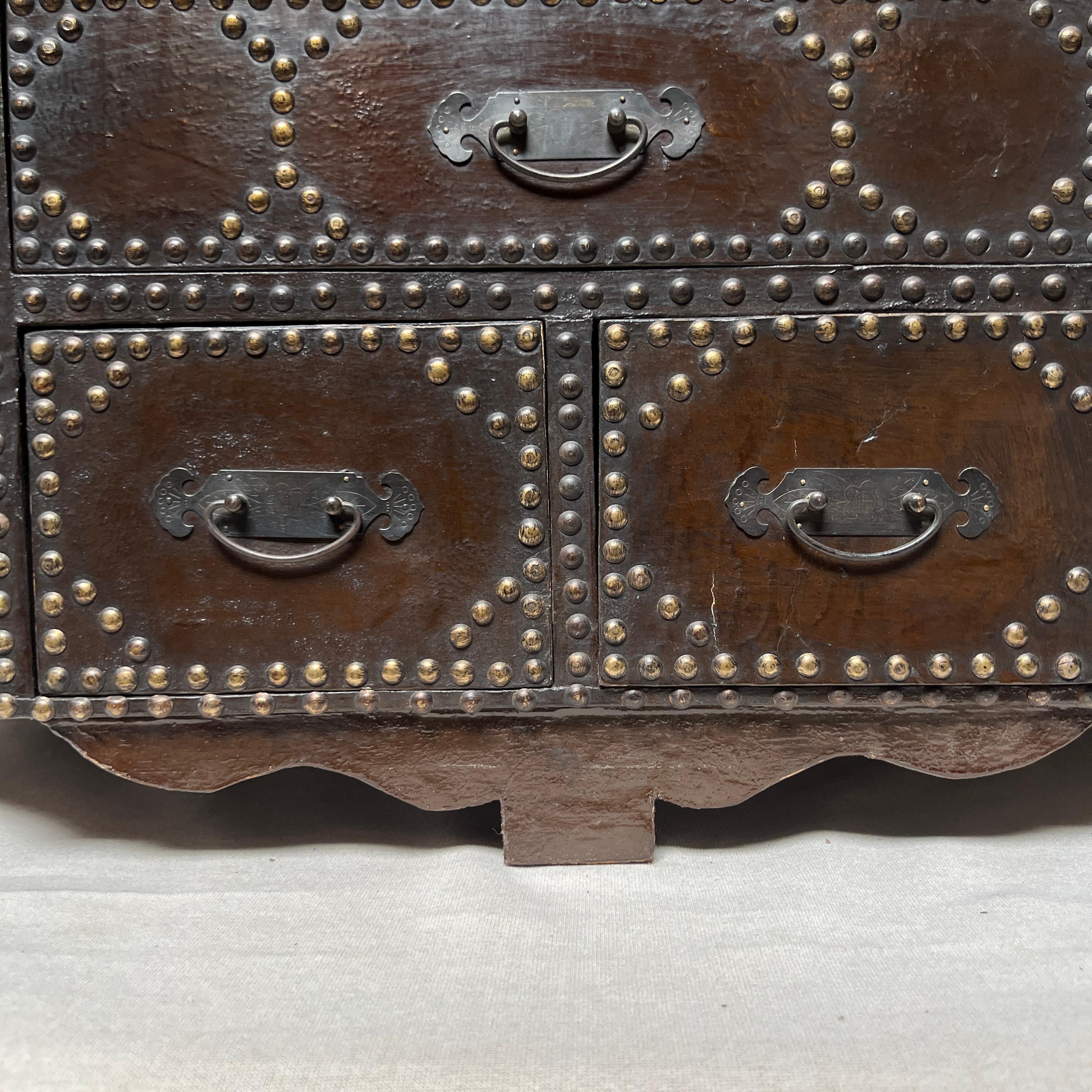 Brown Leather Chest of Drawers with Nailheads at 1stDibs