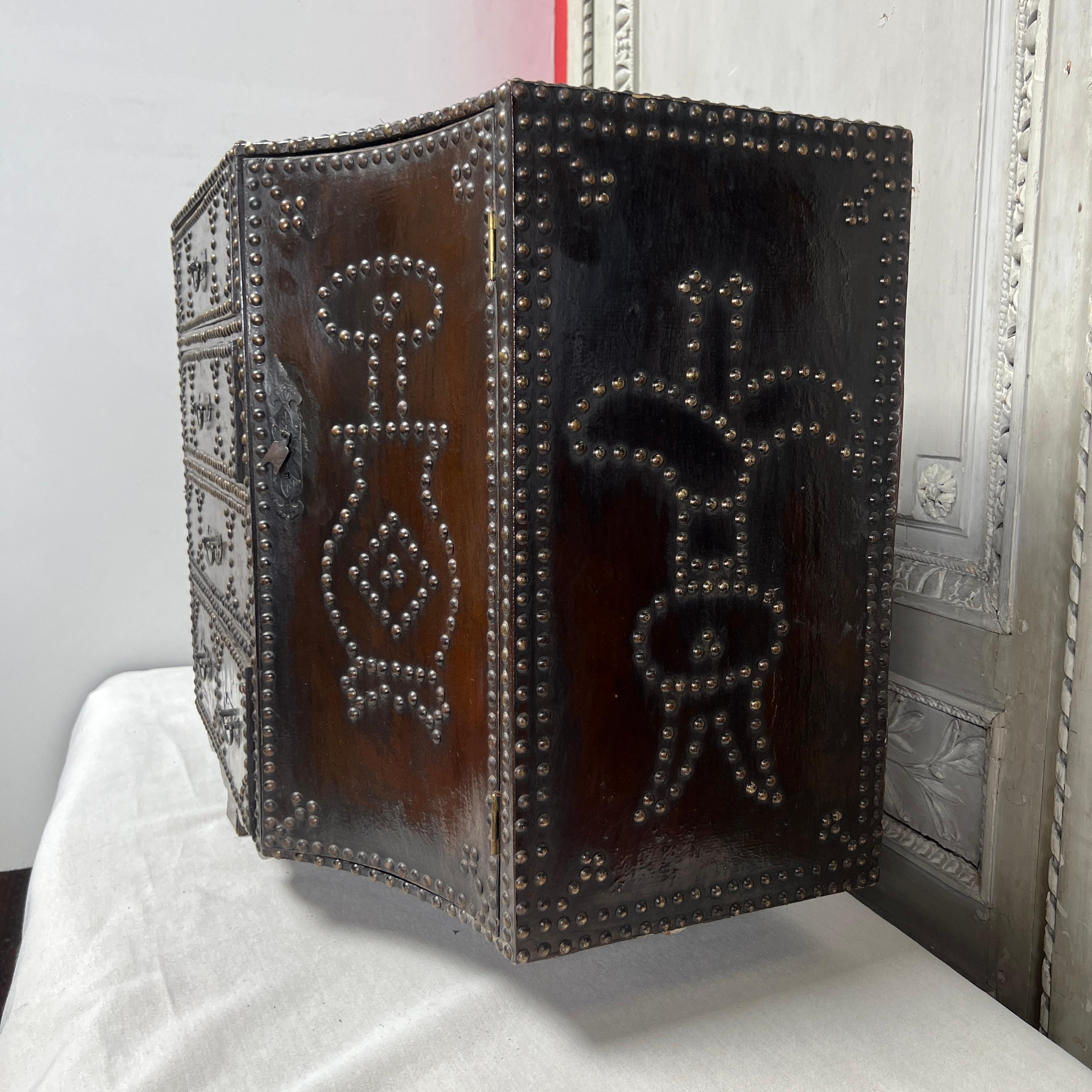 Brown Leather Chest of Drawers with Nailheads at 1stDibs