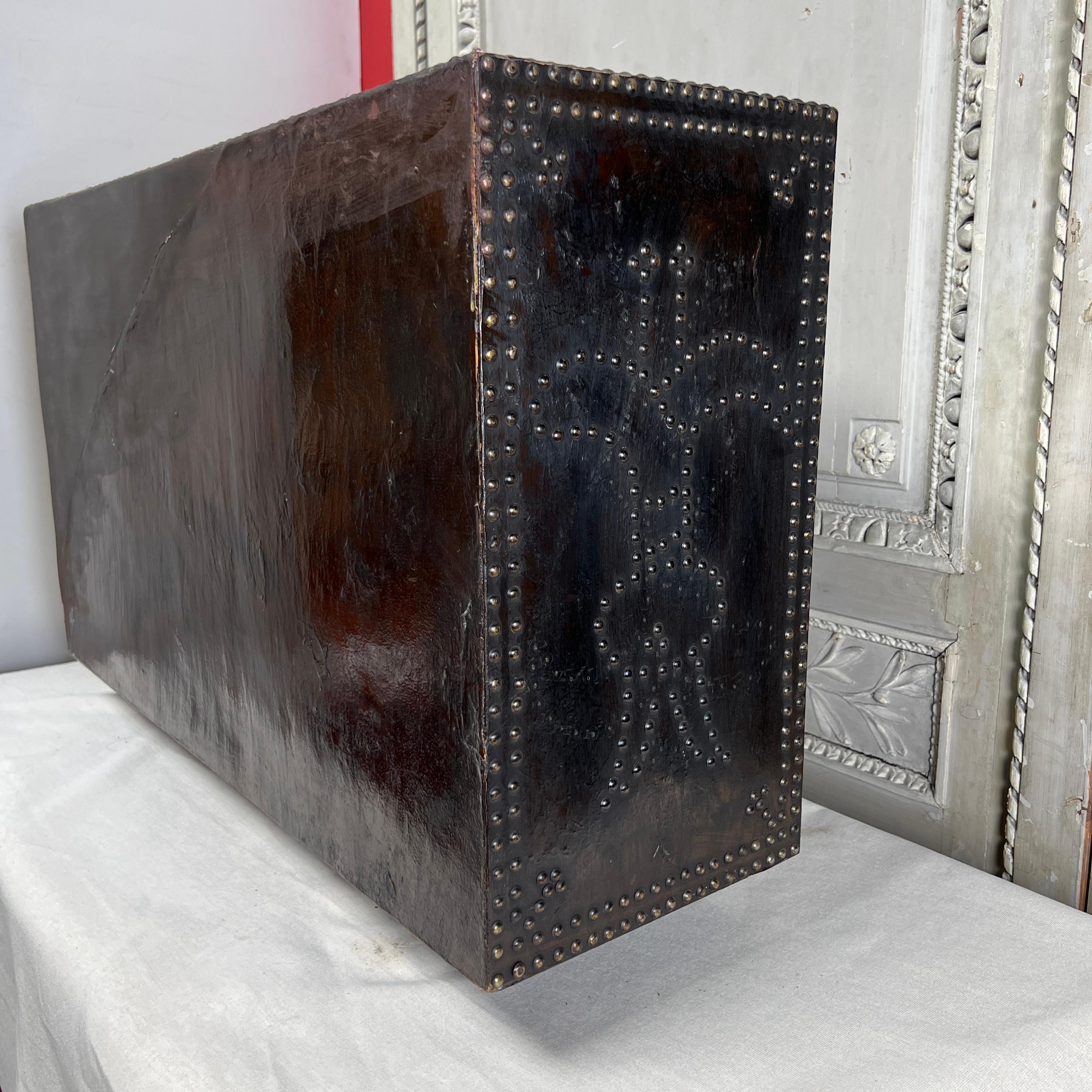 Brown Leather Chest of Drawers with Nailheads at 1stDibs