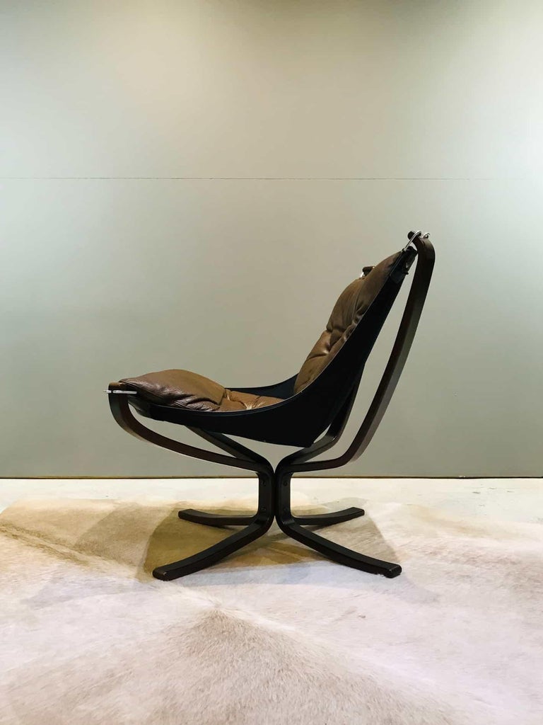 Brown Leather Falcon Chair at 1stDibs