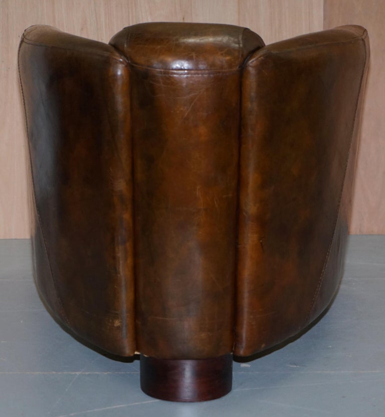 Brown Leather Halo Rocket Armchair Vintage Distressed Upholstery Solid ...