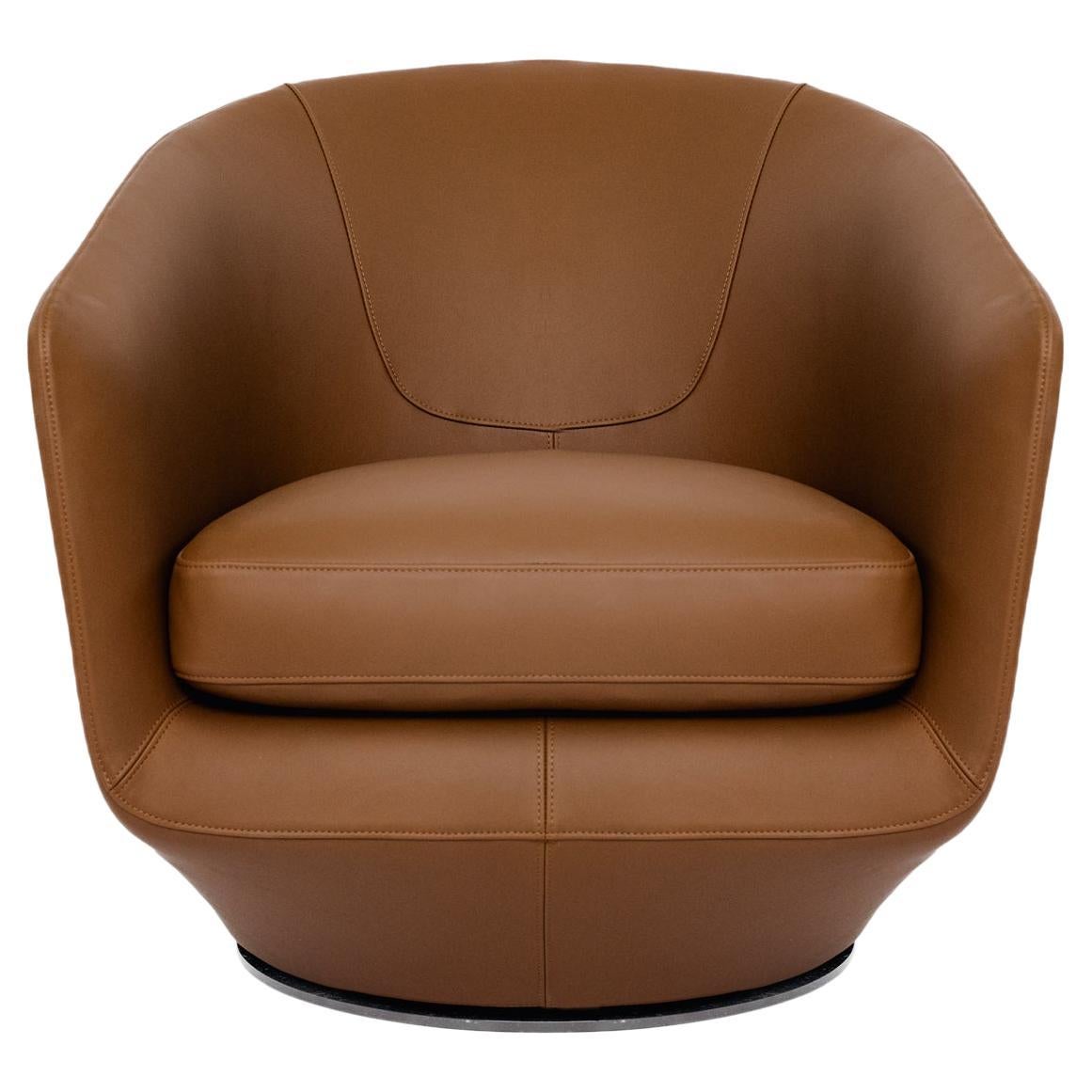 Brown Leather U Turn Swivel Armchair by Bensen - Available Now For Sale ...