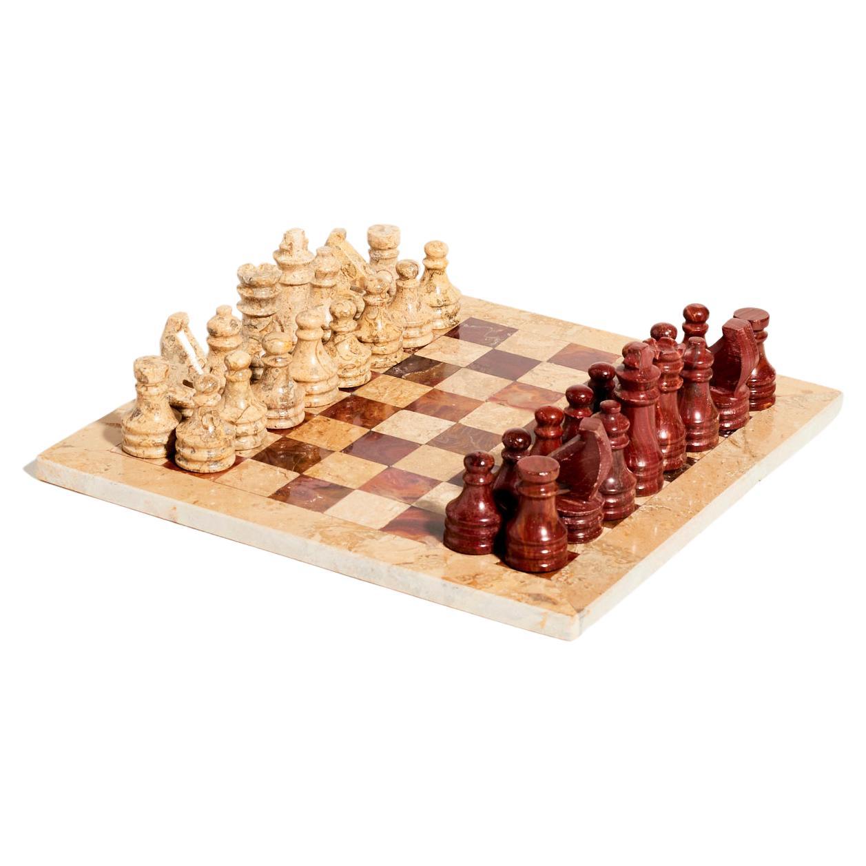 Mid-Century Onyx and Marble Chess Set at 1stDibs