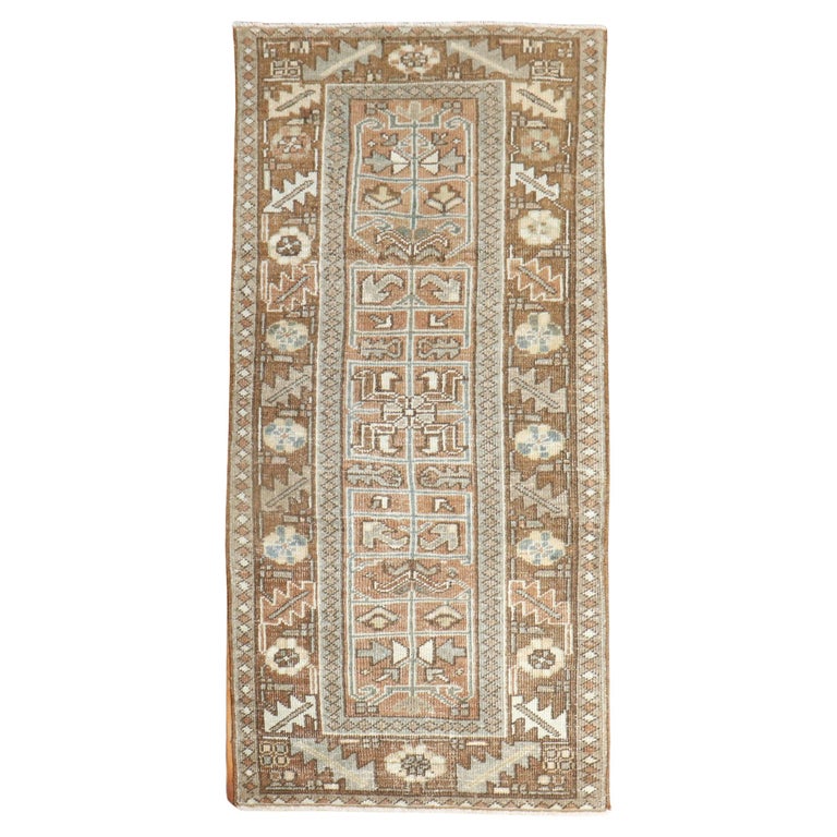 Brown Mini Persian Heriz Rug For Sale at 1stDibs