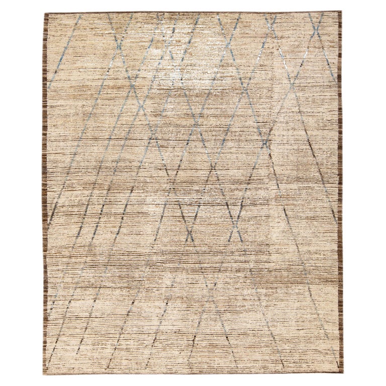 Brown Modern Moroccan Style Handmade Tribal Pattern Boho Wool Rug For ...