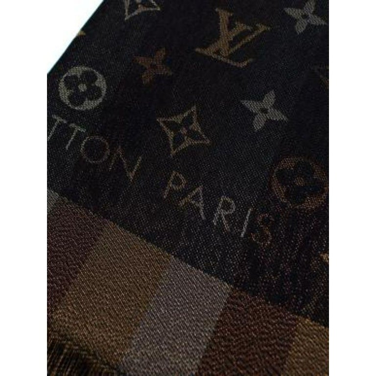 brown Monogram So Shine wool-silk shawl For Sale at 1stDibs