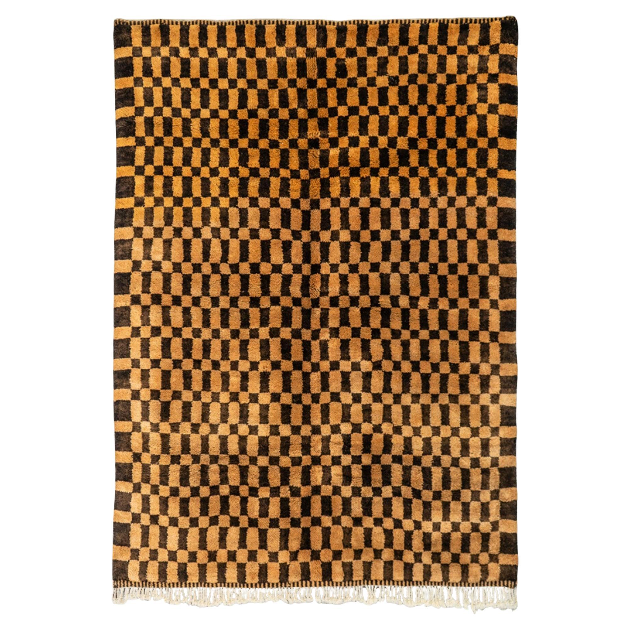 Terracotta Moroccan Rug 5x8 - Royal Nomadic Handwoven Checkered Design ...