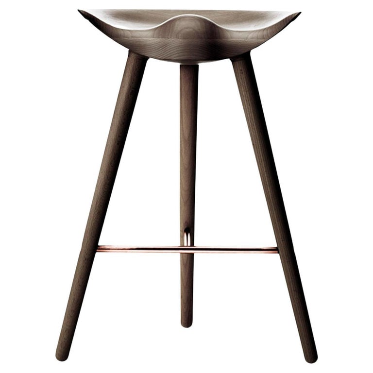 Brown Oak and Copper Counter Stool by Lassen For Sale at 1stDibs