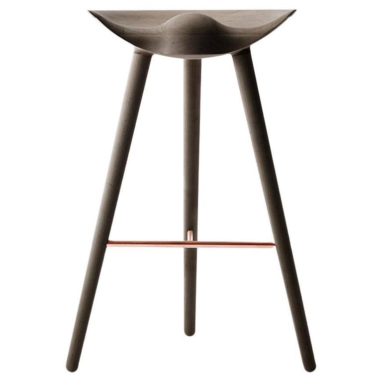 Brown Oak and Copper Bar Stool by Lassen For Sale at 1stDibs