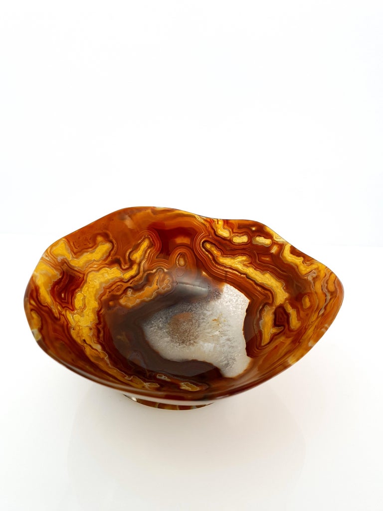 Orange Brown Banded Agate Bowl For Sale at 1stDibs