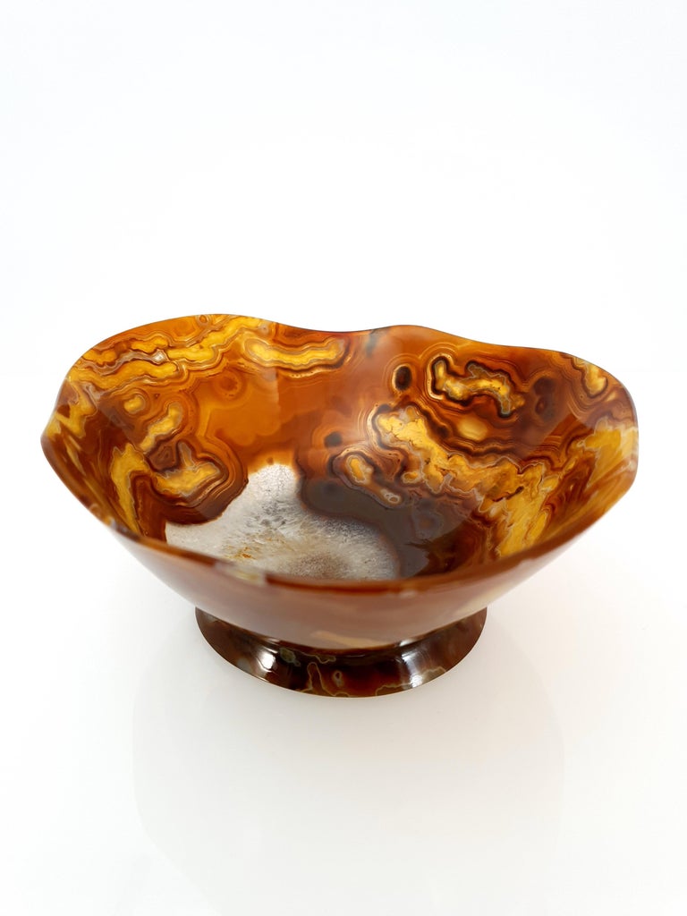 Orange Brown Banded Agate Bowl For Sale at 1stDibs
