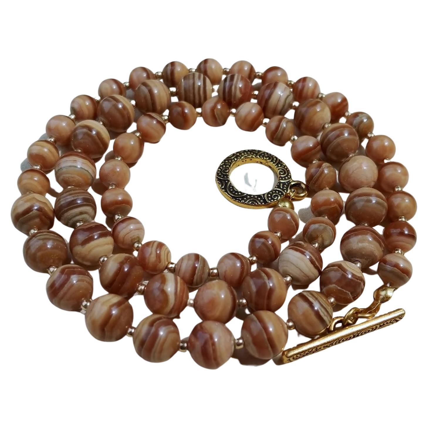 Stunning Long Rhodochrosite Bead Pendant Necklace For Sale at 1stDibs