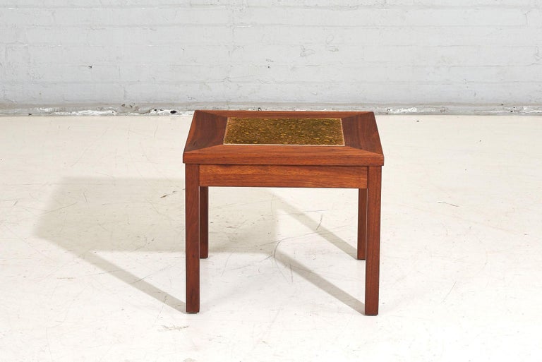 Brown Saltman by John Keal Walnut and Enameled Copper Side/End Table ...