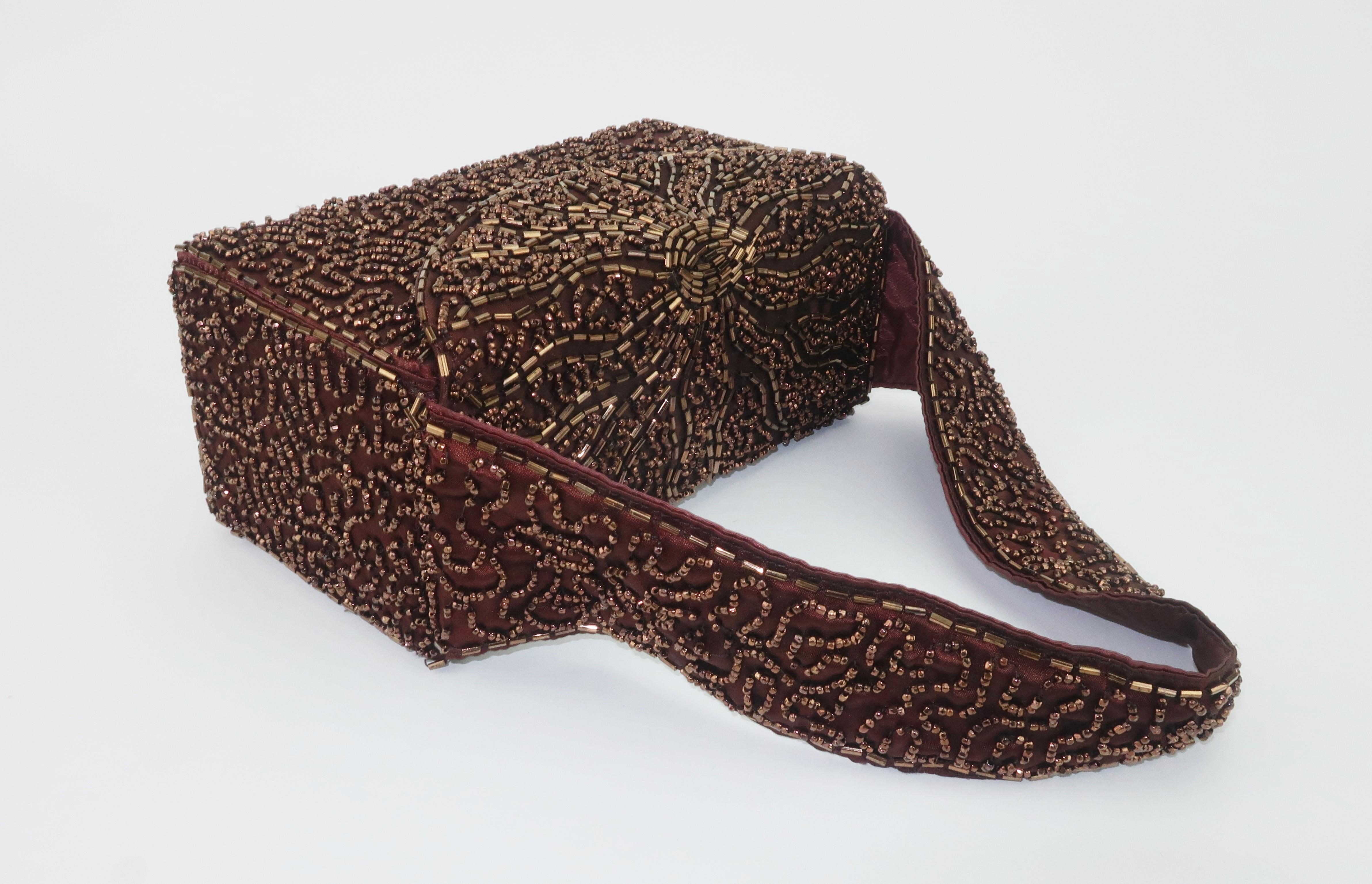 Brown Satin Beaded Evening Box Handbag, 1940's at 1stDibs | 1940s ...