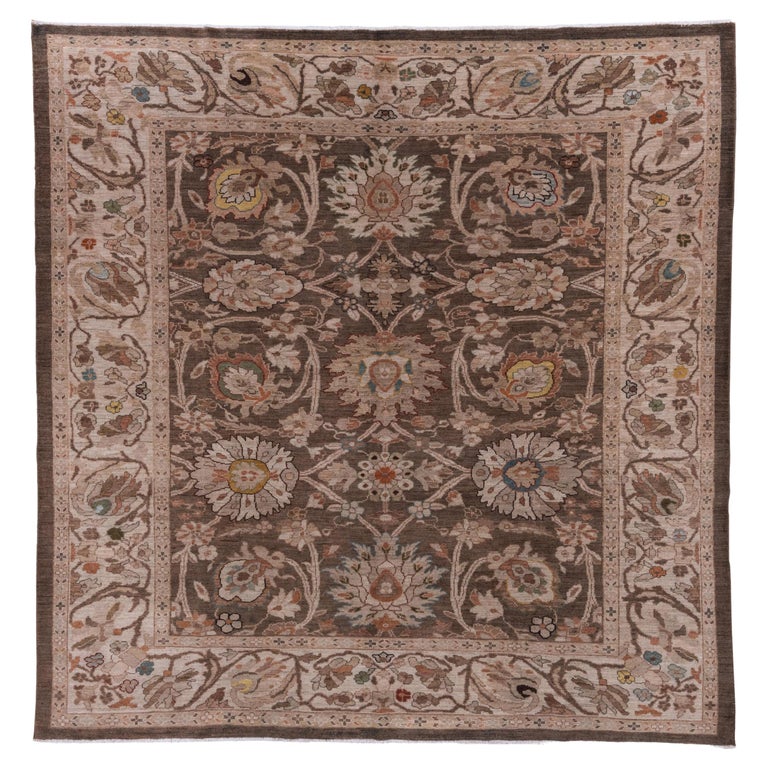 Brown Square Persian Sultanabad Carpet For Sale at 1stDibs