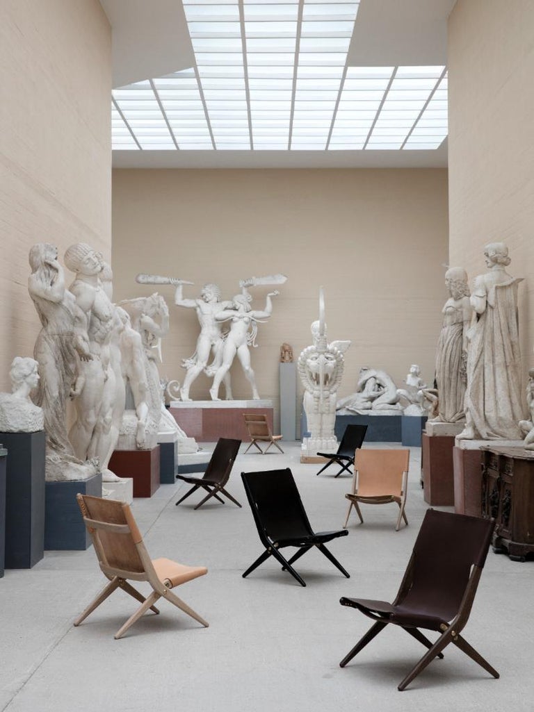 Brown Stained Oak and Brown Leather Saxe Chair by Lassen For Sale at ...