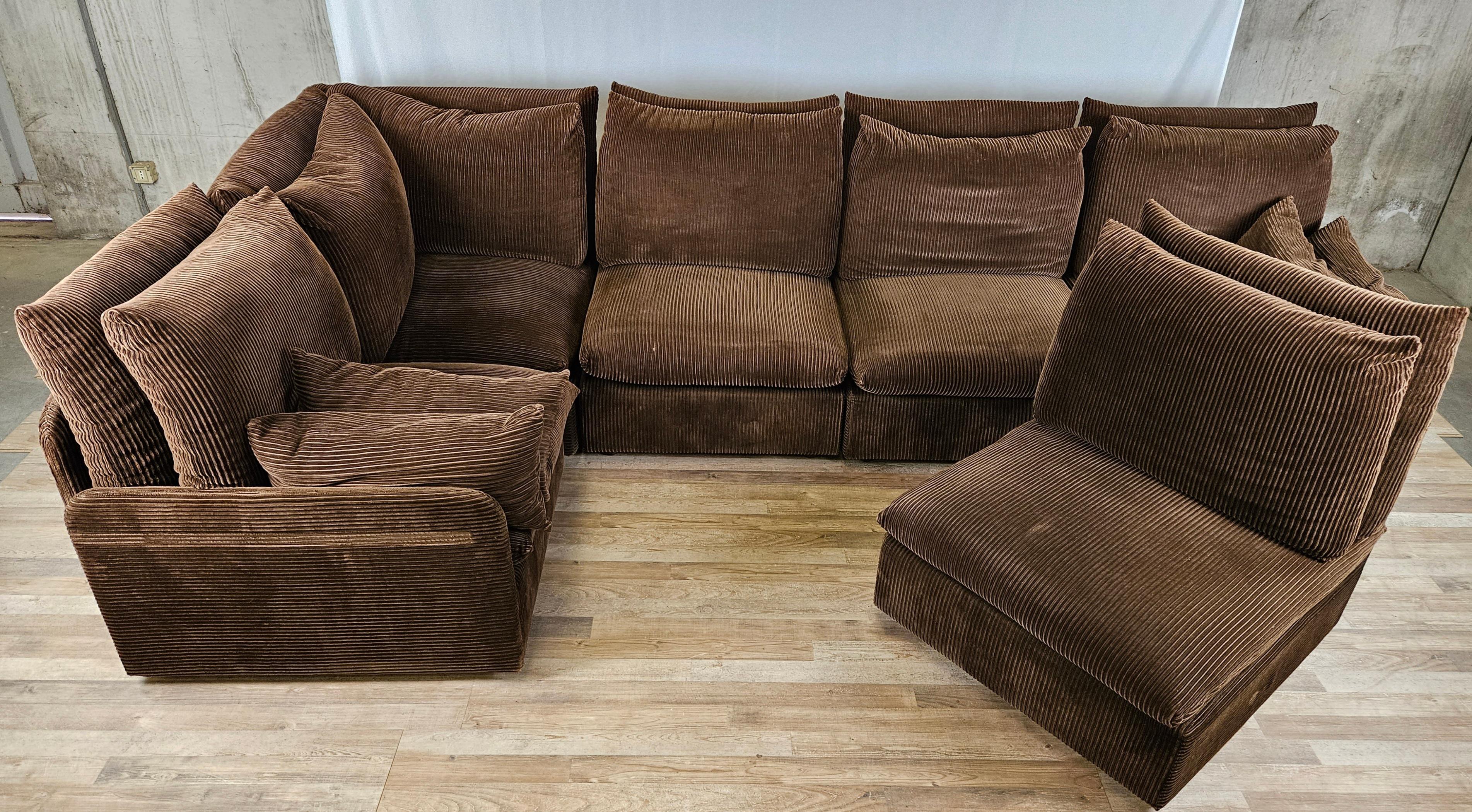 Brown Striped Modular Sofa 6 Seats For Sale at 1stDibs