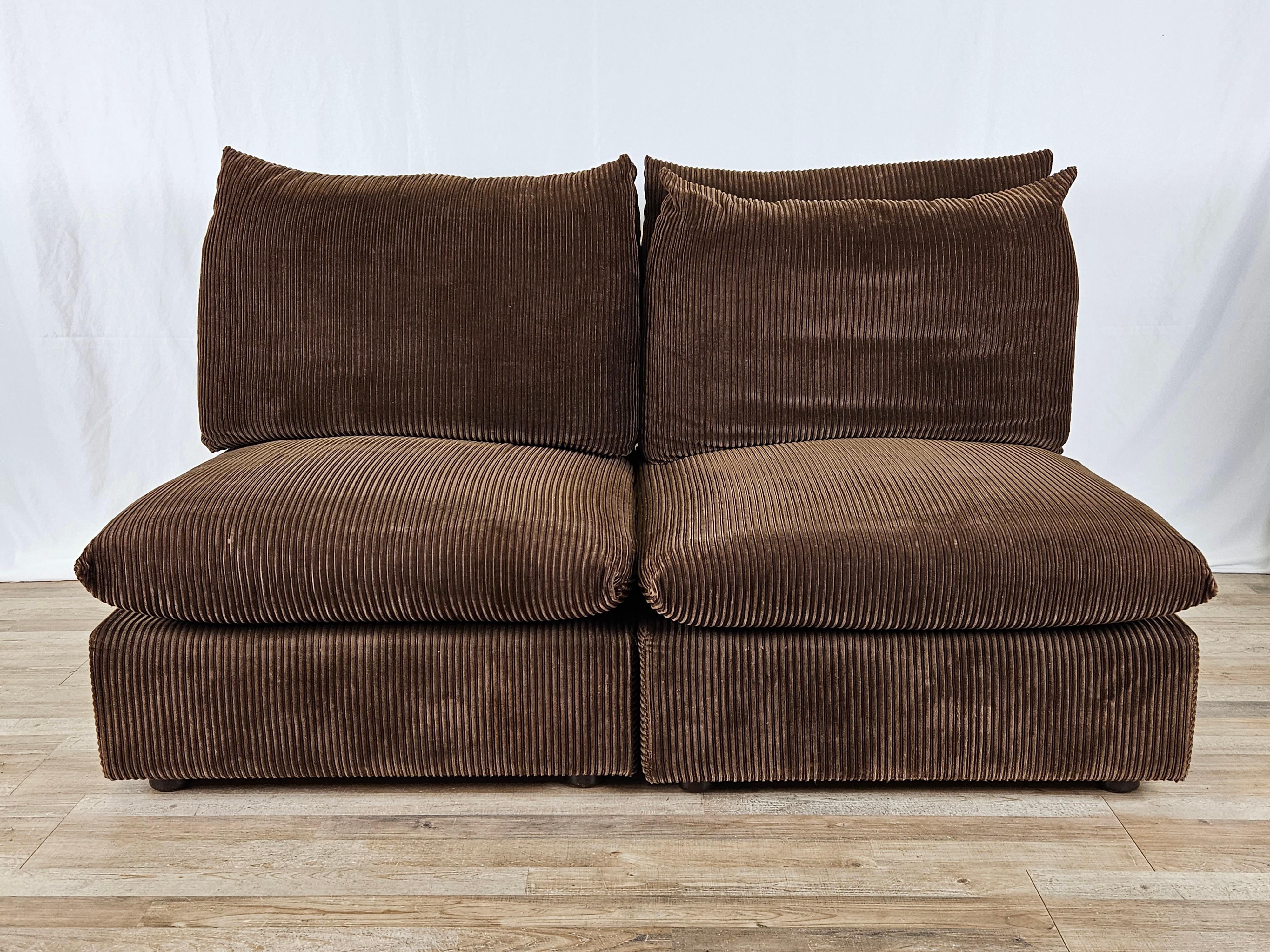 Brown Striped Modular Sofa 6 Seats For Sale at 1stDibs