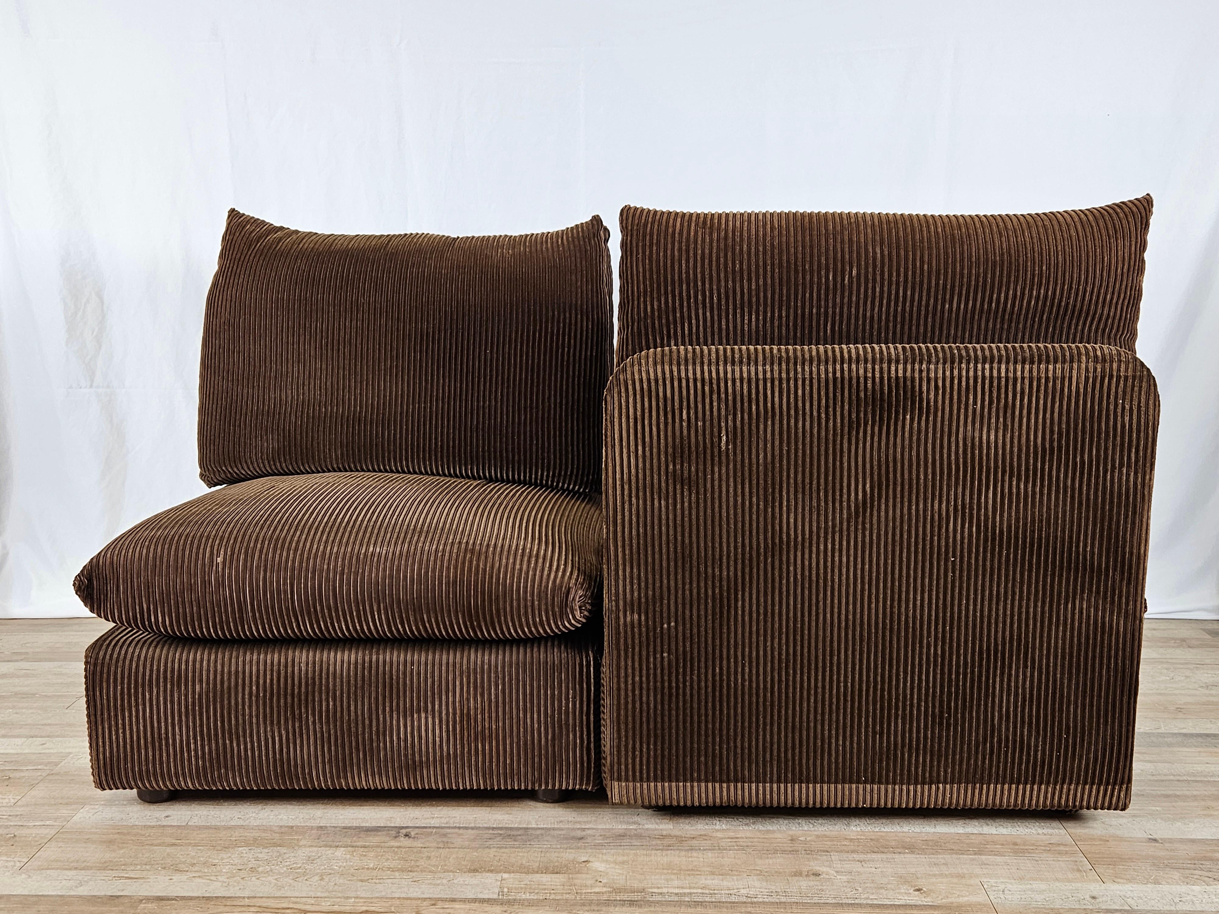 Brown Striped Modular Sofa 6 Seats For Sale at 1stDibs