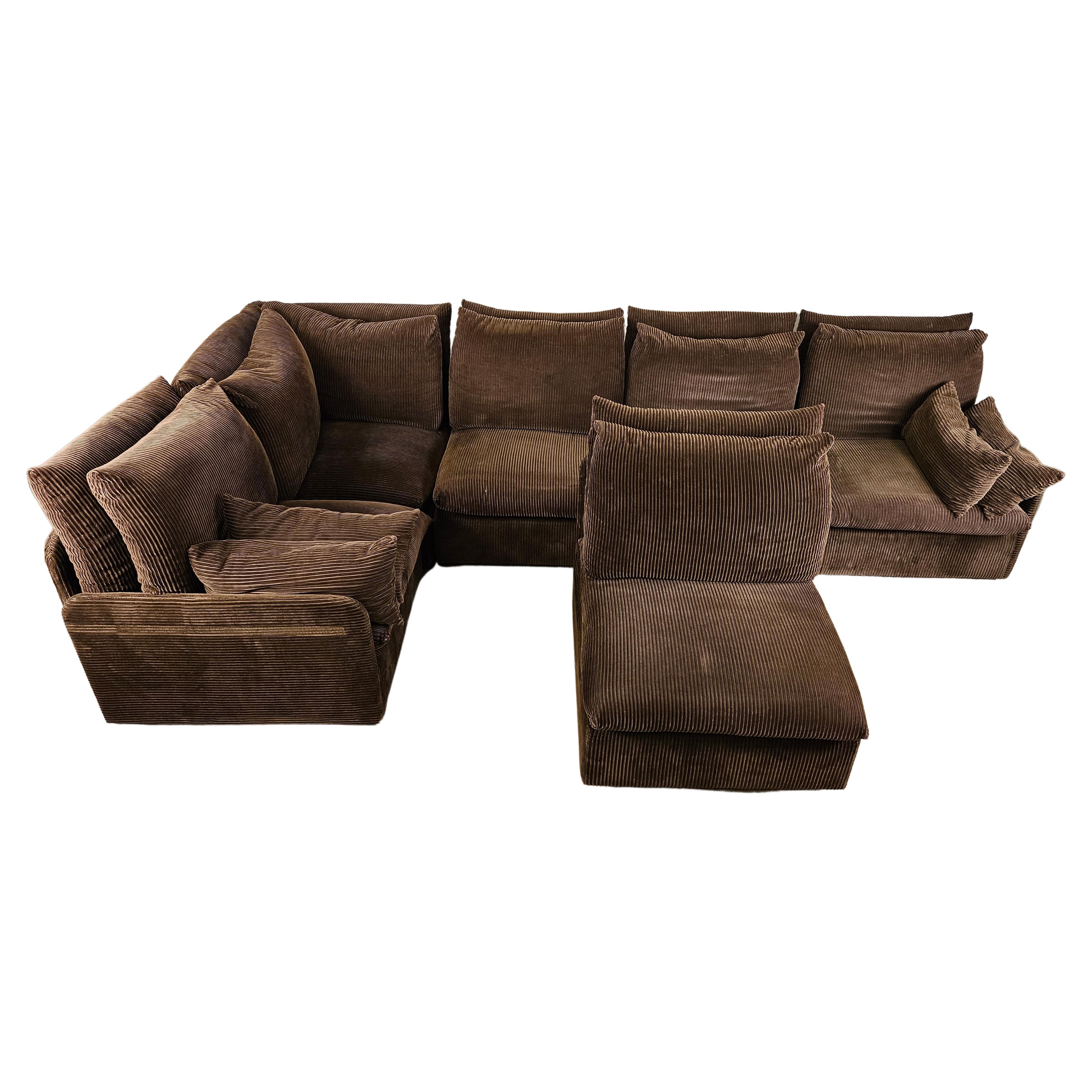 Brown Striped Modular Sofa 6 Seats For Sale at 1stDibs