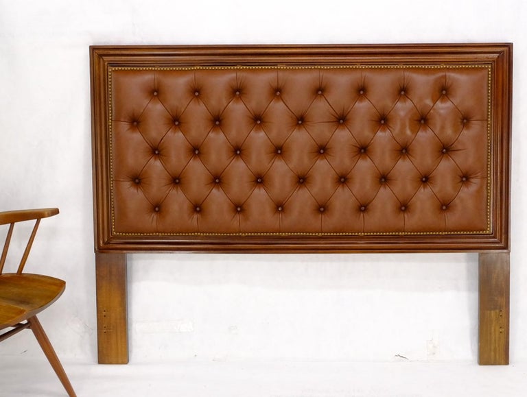 Brown Tan Leather Tufted Custom Full Size Headboard Bed For Sale at ...