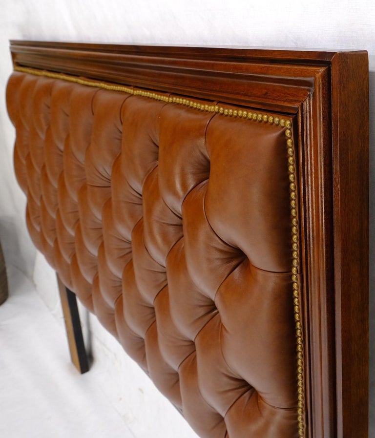 Brown Tan Leather Tufted Custom Full Size Headboard Bed For Sale at ...