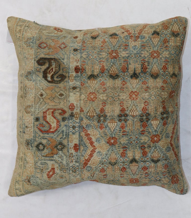 Brown Terracotta Antique Persian Rug Pillow For Sale at 1stDibs