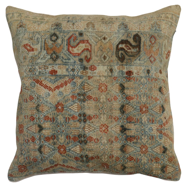 Brown Terracotta Antique Persian Rug Pillow For Sale at 1stDibs