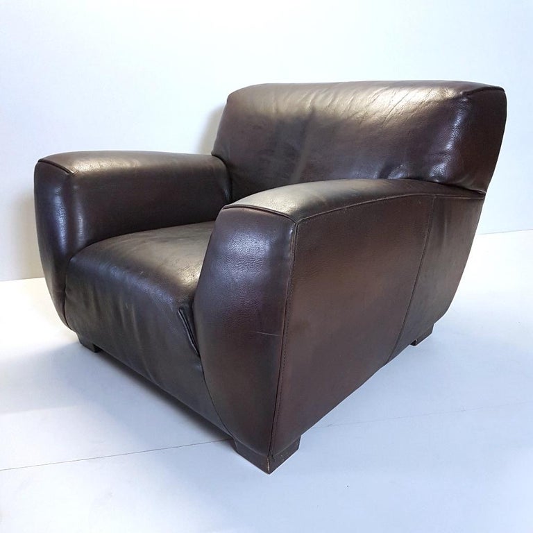 Brown Thick High Quality Leather Lounge Chair 'Fat Boy' by Molinari at ...