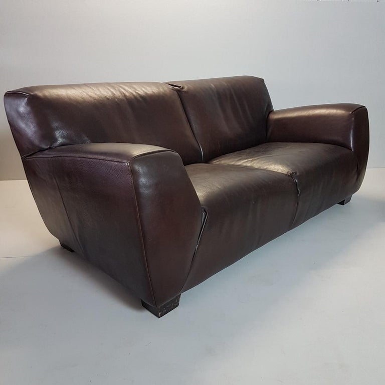 Brown Thick High Quality Leather Two-Seat Sofa 'Fat Boy' by Molinari at ...