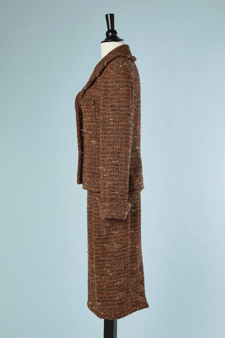 Brown tweed skirt-suit with branded silk lining Chanel For Sale at 1stDibs
