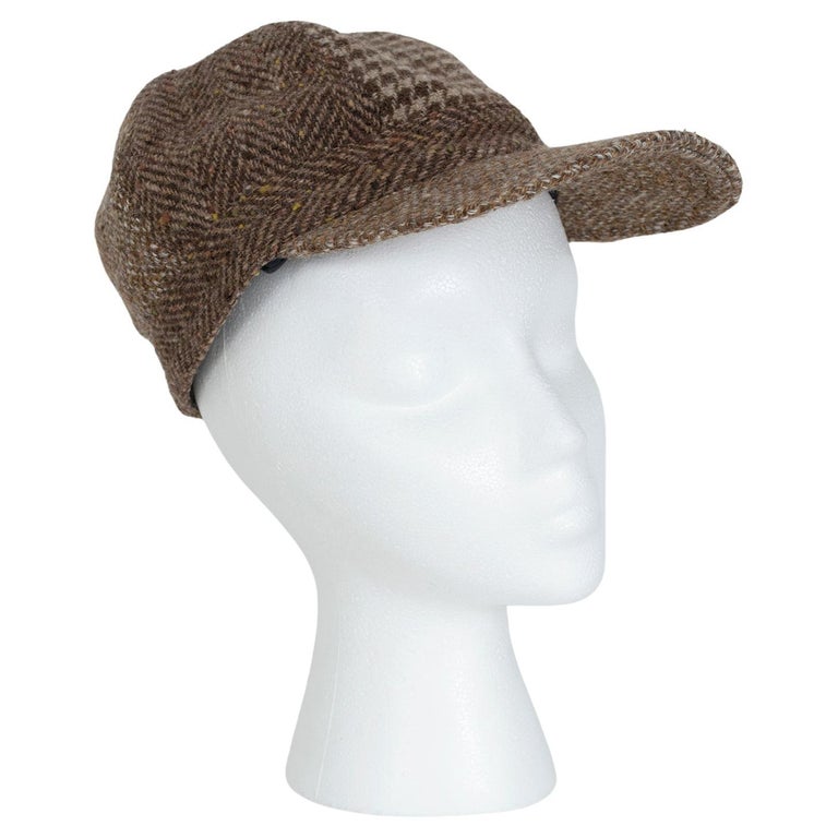 Brown Tweed Wool Garconne Newsboy Baseball Cap - S, 1960s For Sale at ...