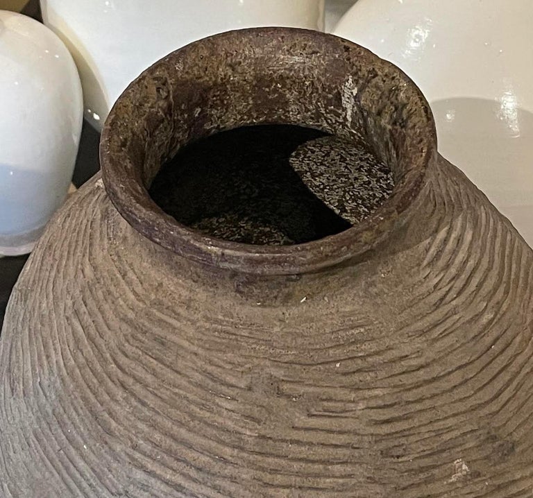 Brown Weathered Glaze Ribbed Texture Vase, China, 19th Century For Sale ...